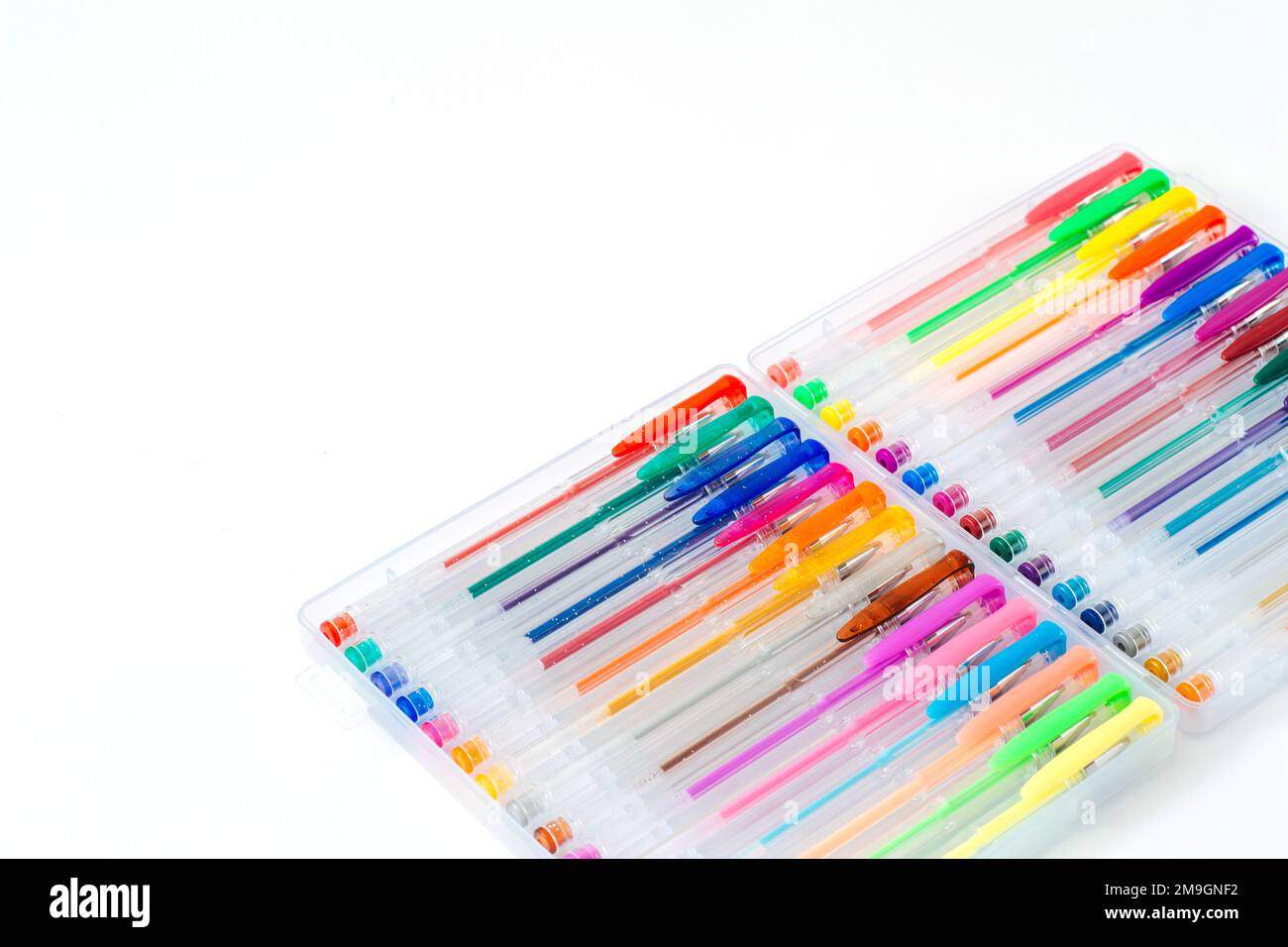 Multi-colored gel pens on a white isolated background. Isolated Stock ...