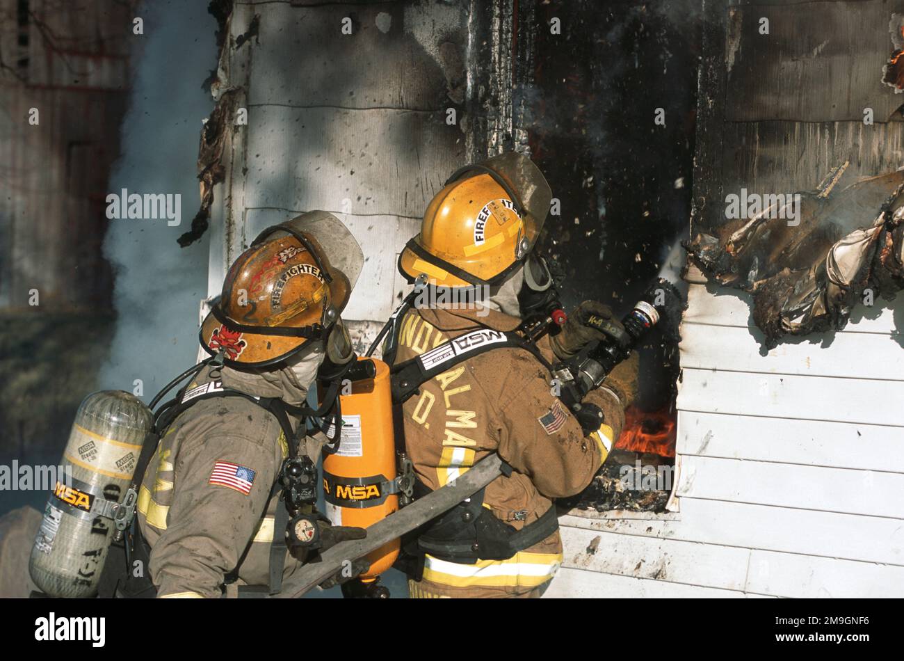 63818-01416 Firefighters extinguishing house fire Kinmundy-Alma Fire ...