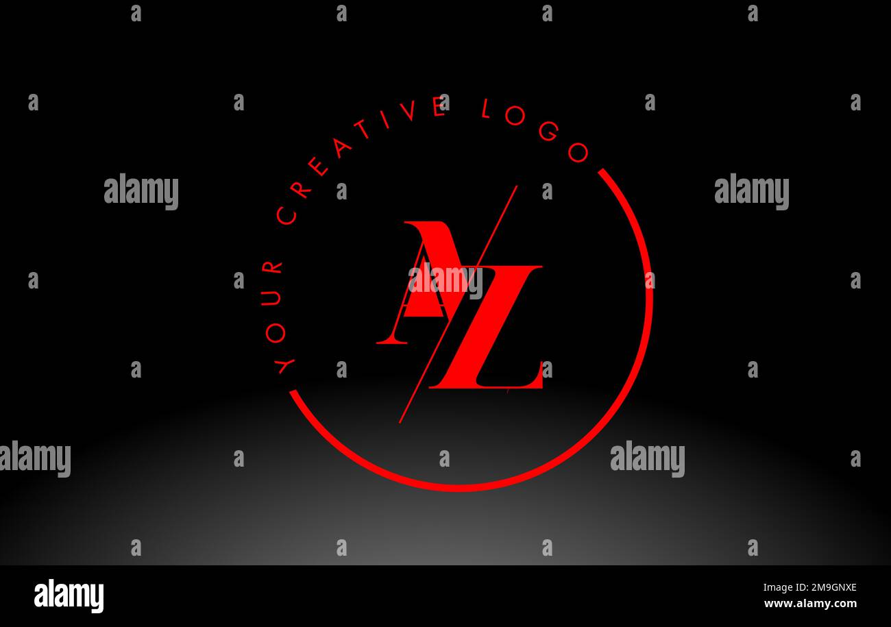 Red AZ Letter Logo Design with Creative Intersected and Cutted Serif ...