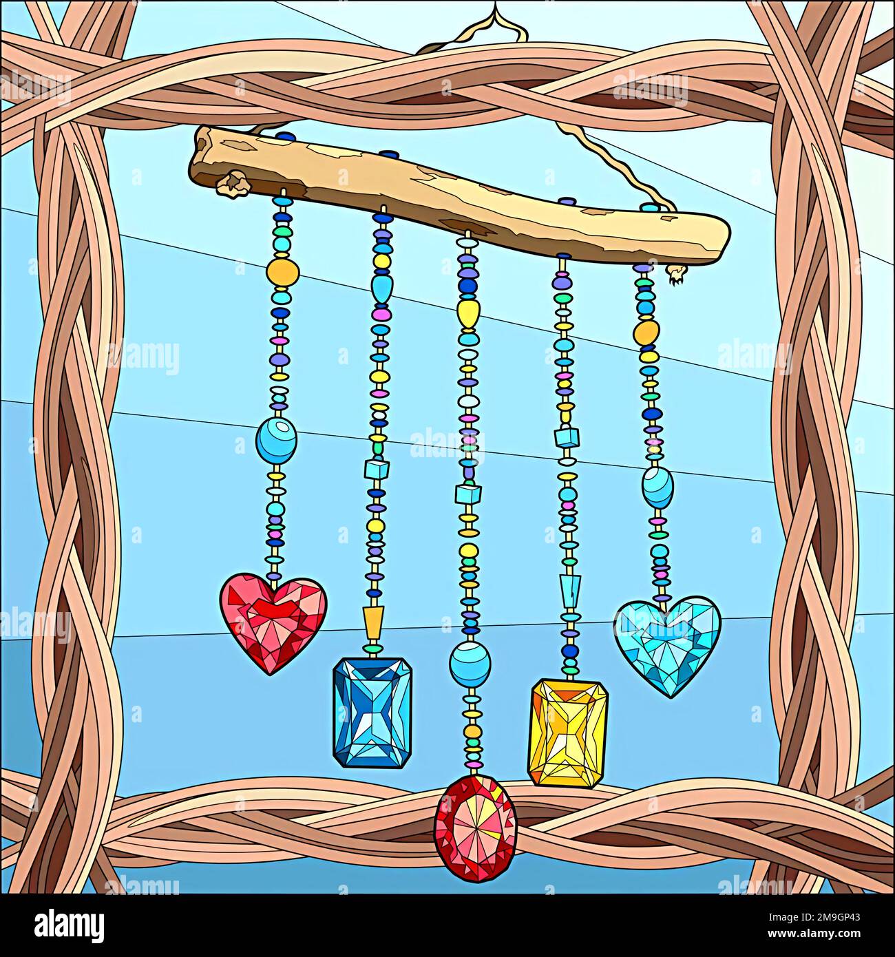 illustration of a wooden swing on a rope Stock Photo - Alamy