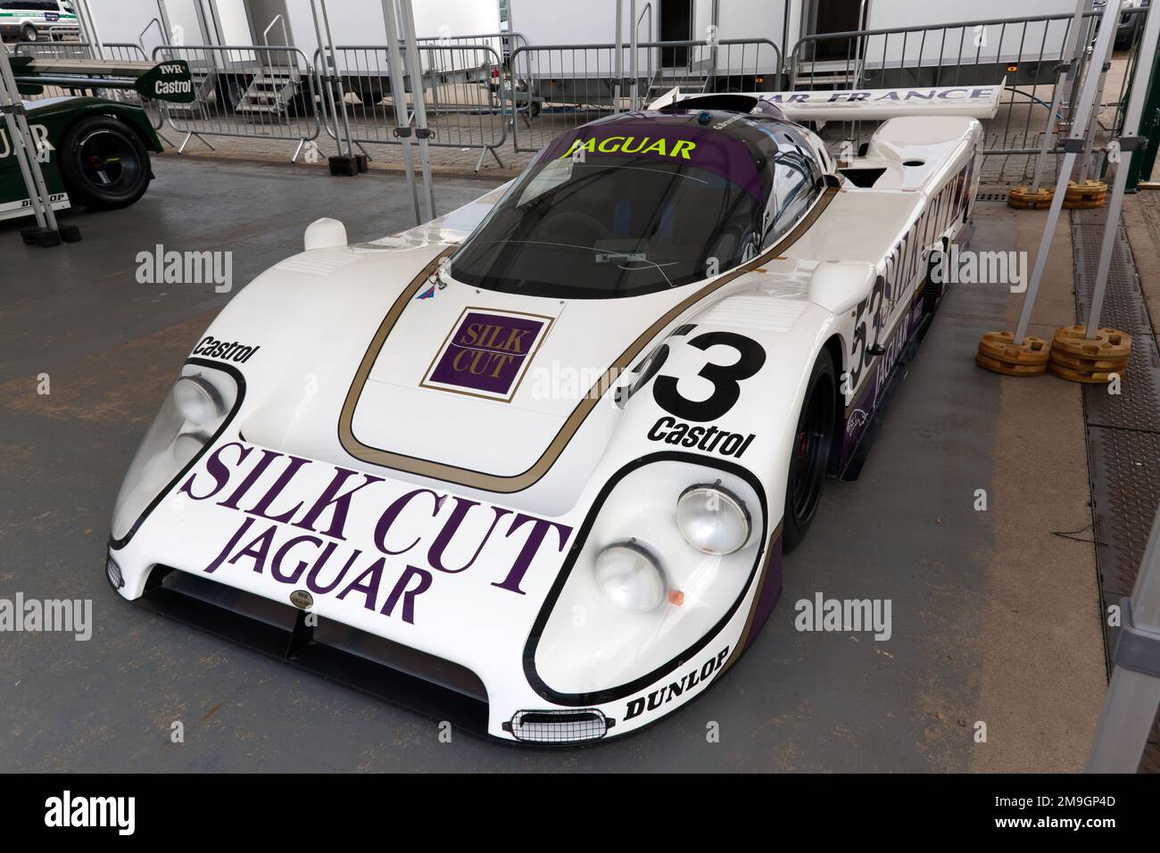 Three-quarters front view of a 1986, Jaguar XJR6, driven at Le Mans by ...