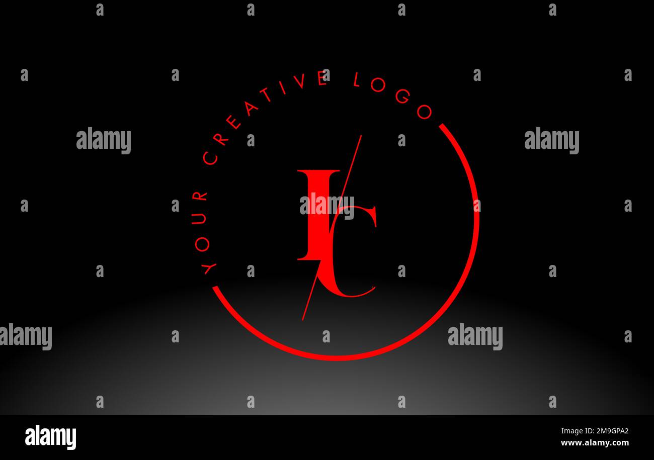 Red IC Letter Logo Design with Creative Intersected and Cutted Serif ...