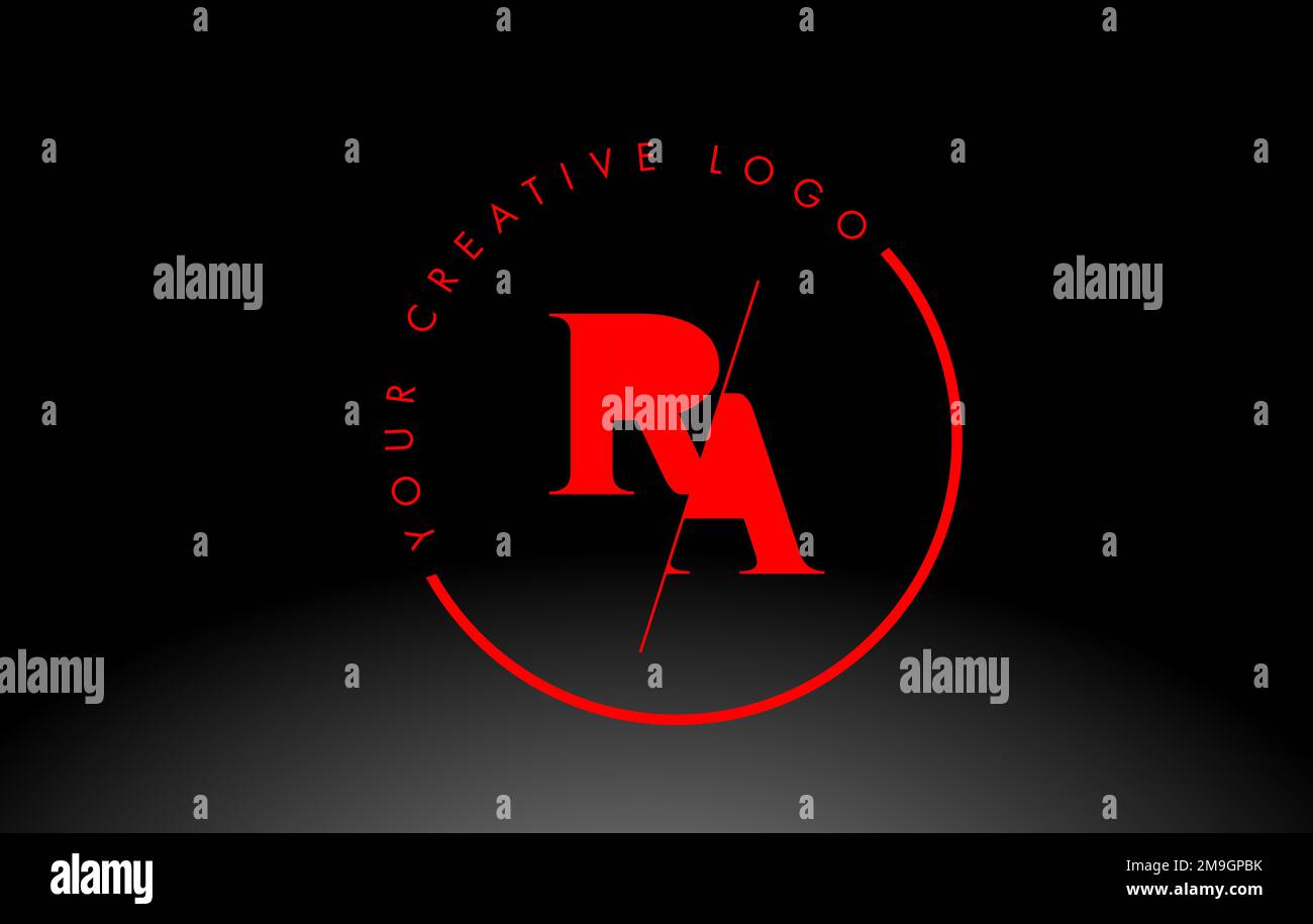 Red RA Letter Logo Design with Creative Intersected and Cutted Serif ...