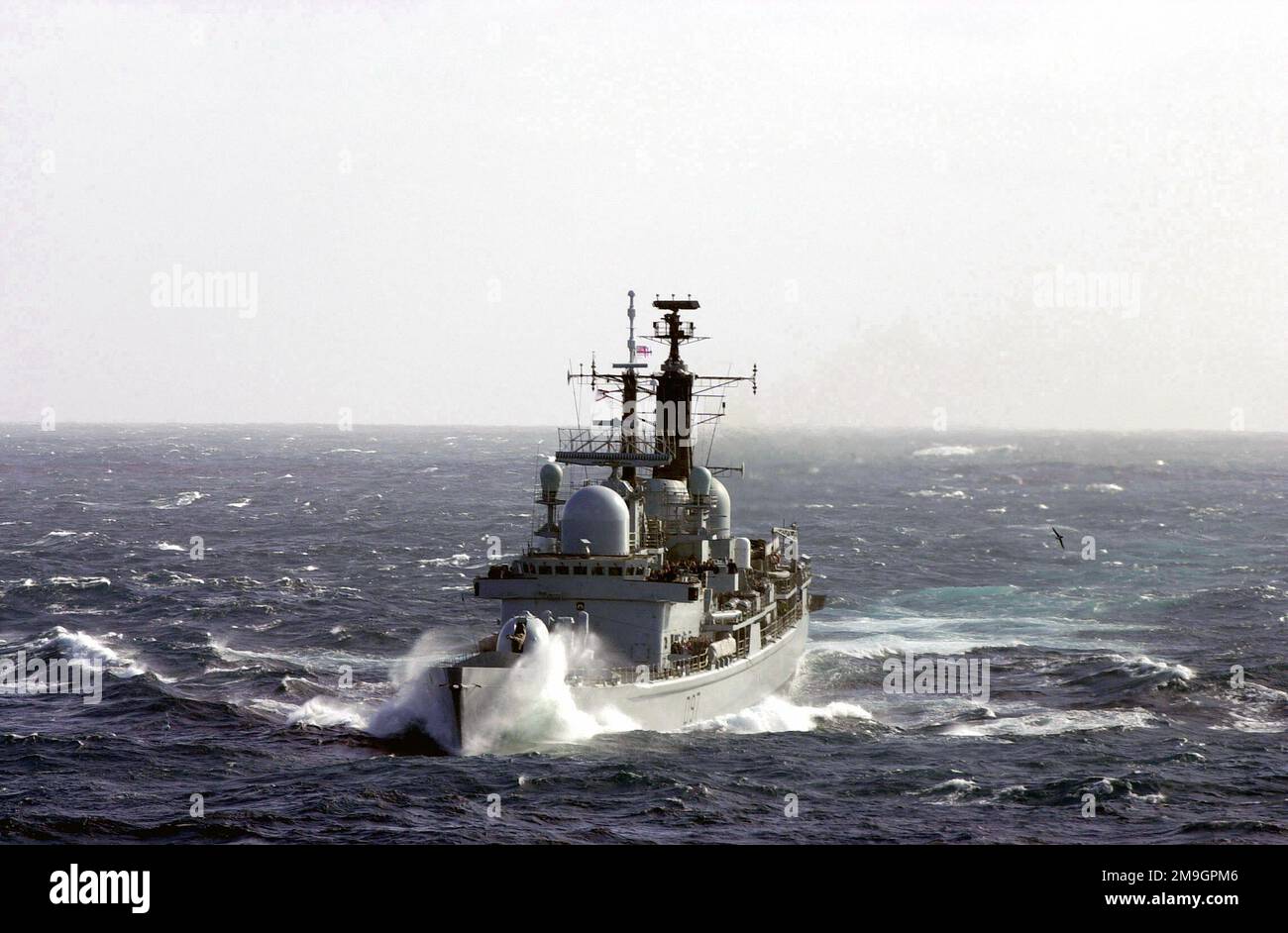 The bow port view of the Royal Navy Type 42 Class (DDG) Destroyer Her ...