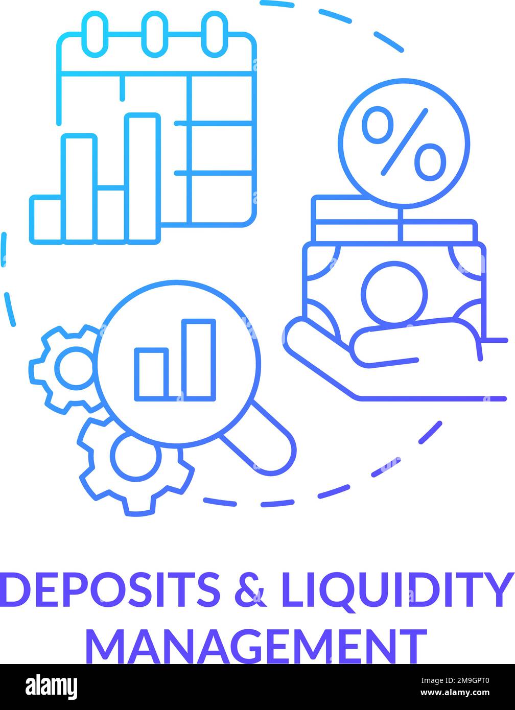 Deposits and liquidity management blue gradient concept icon Stock ...