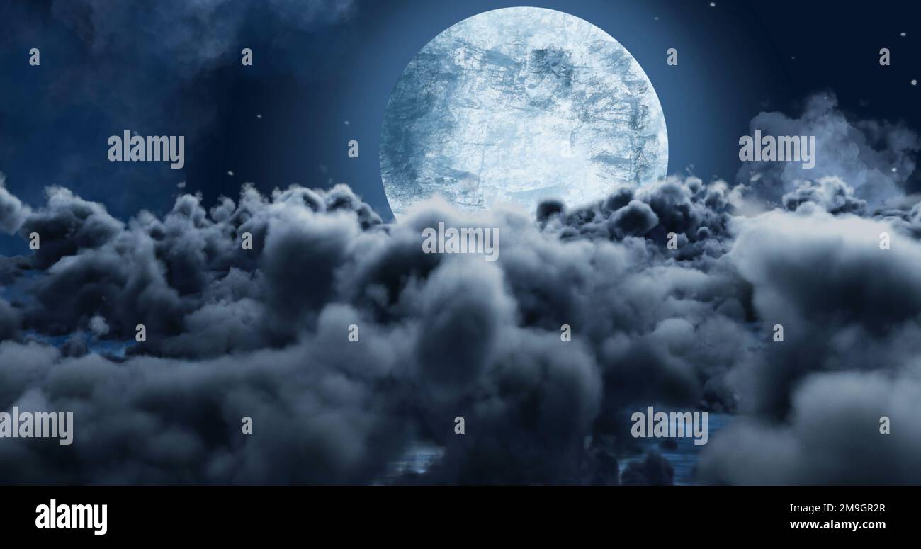 Image of cloudy night sky with moon Stock Photo - Alamy