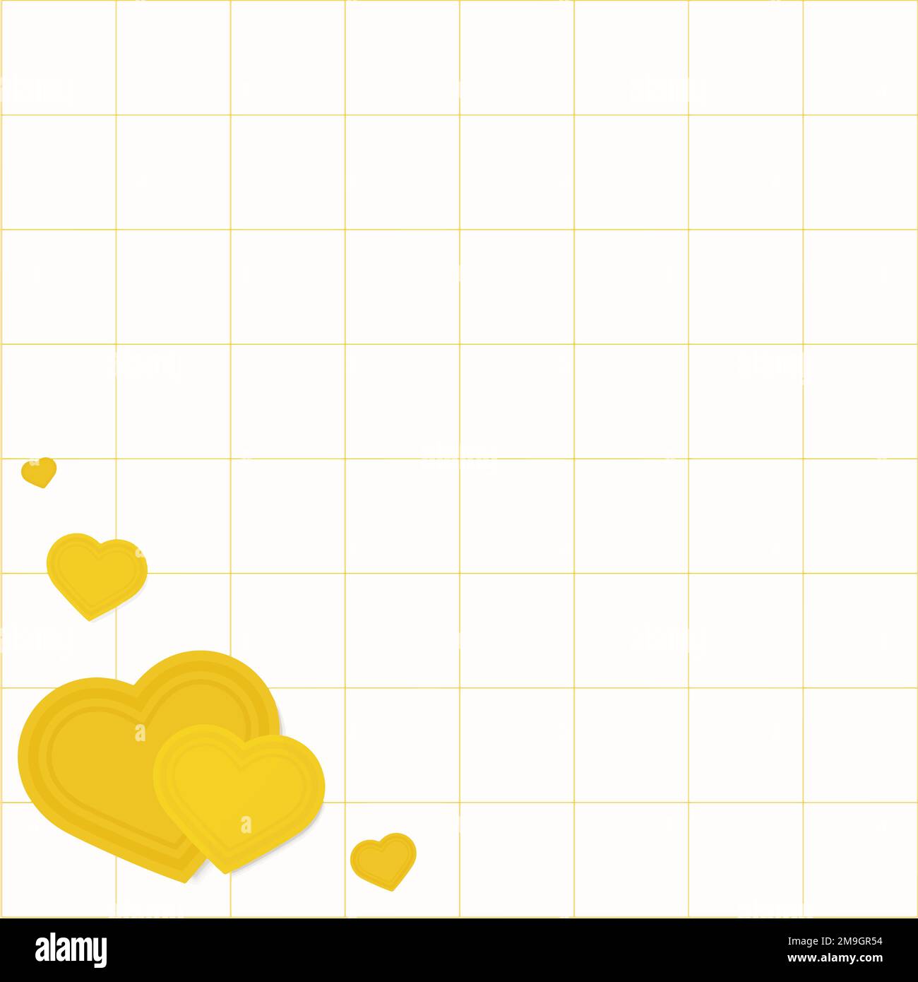 Vector heart corner border grid pattern yellow background Stock Vector ...