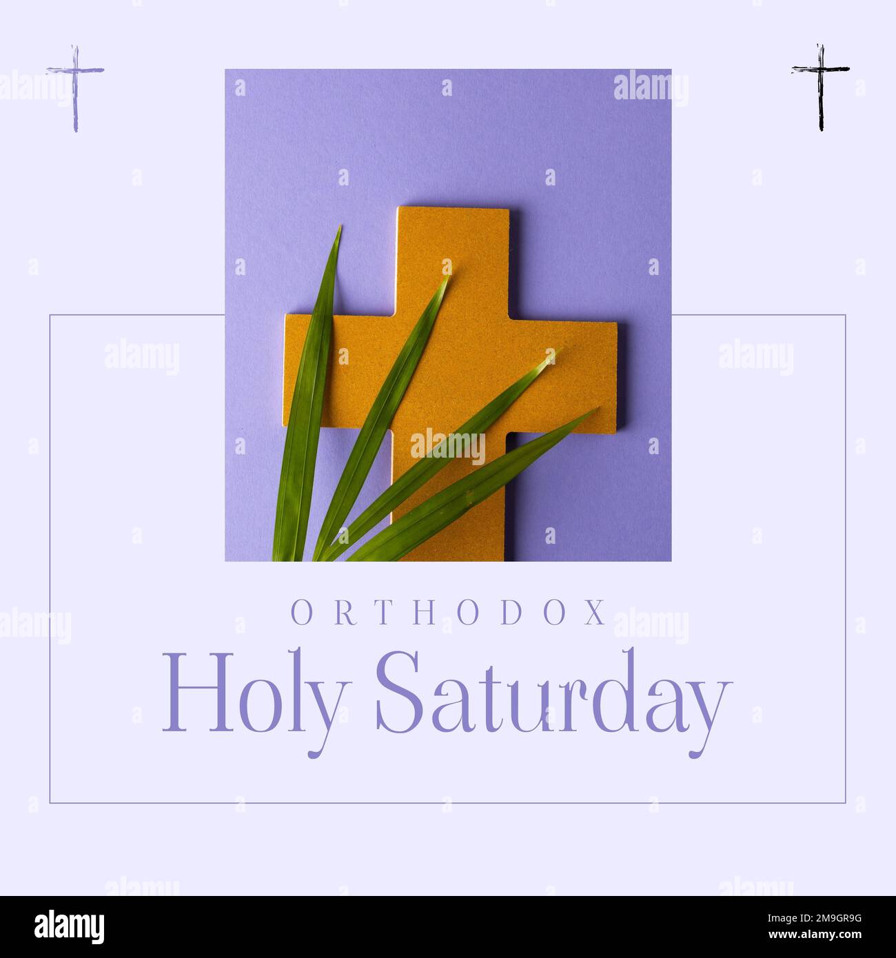 Composition of orthodox holy saturday text over cross Stock Photo - Alamy