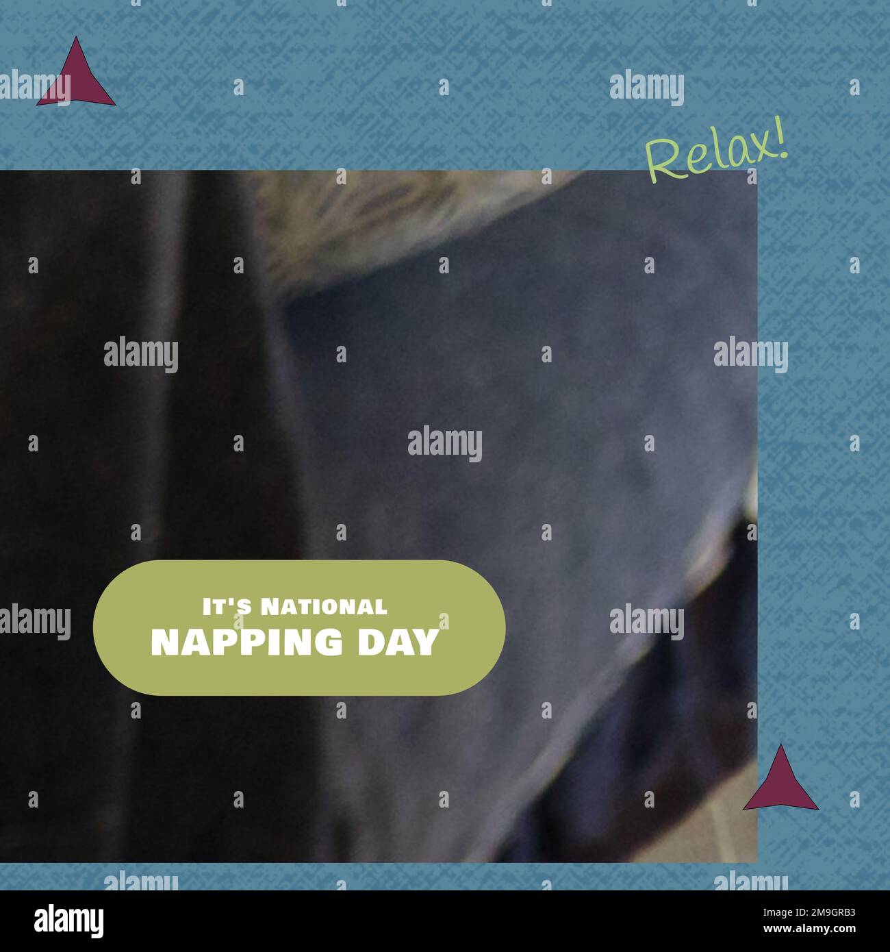 Composition of it's national napping day text over copy space on blue ...