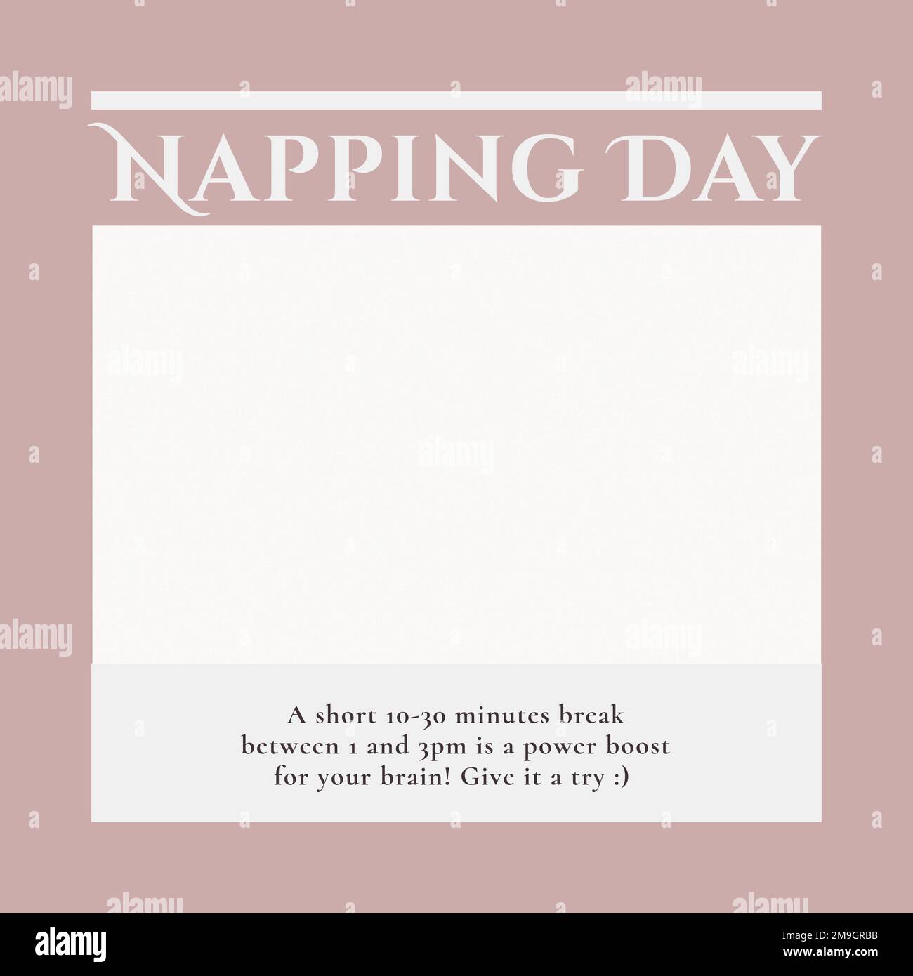 Composition of national napping day text over white and brown ...