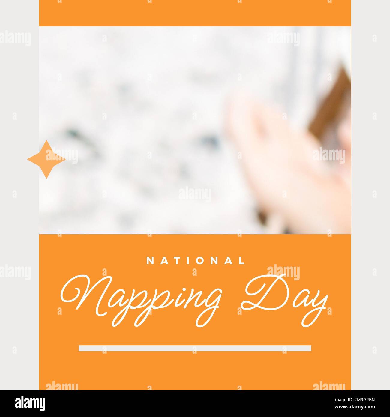 Composition of national napping day text over orange background Stock ...