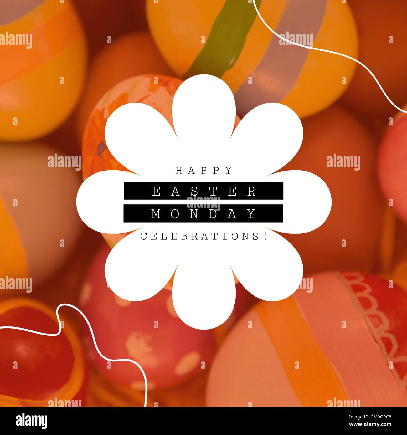 Composition of happy easter monday text over easter eggs Stock Photo ...