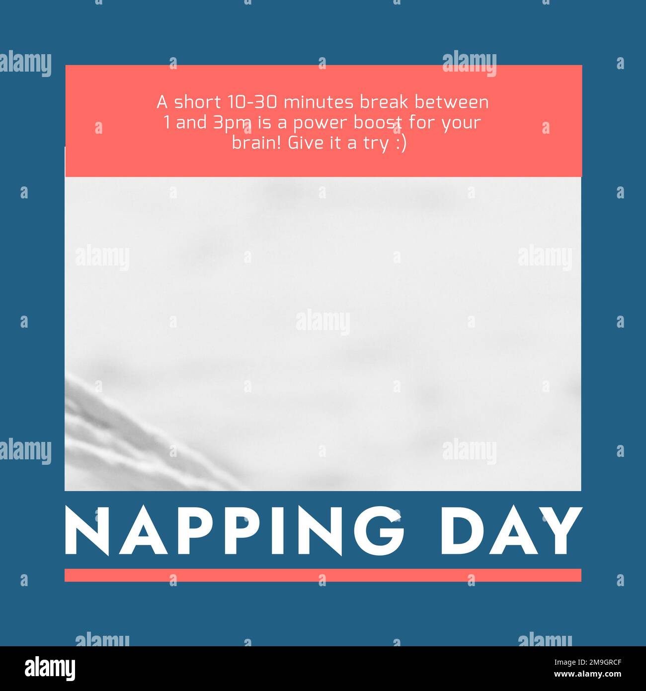 Composition of national napping day text over white and blue background ...