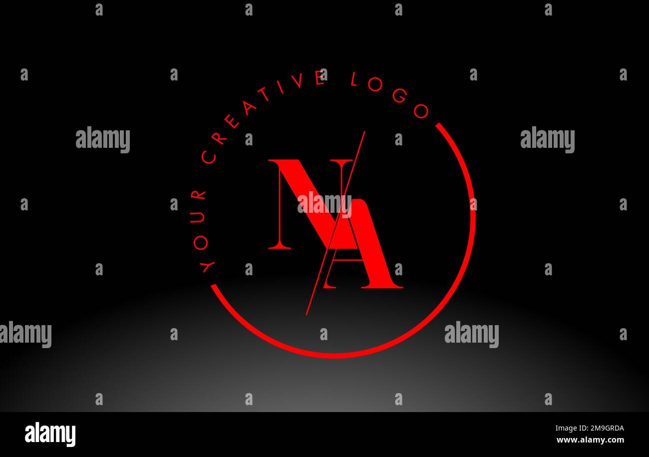 Red NA Letter Logo Design with Creative Intersected and Cutted Serif ...