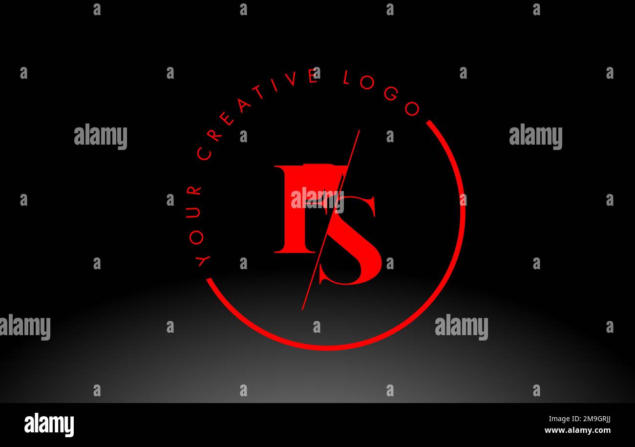 Red FS Letter Logo Design with Creative Intersected and Cutted Serif ...