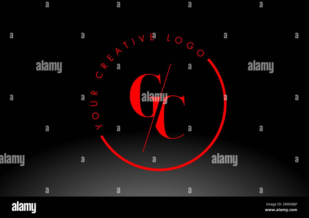 Red GC Letter Logo Design with Creative Intersected and Cutted Serif ...