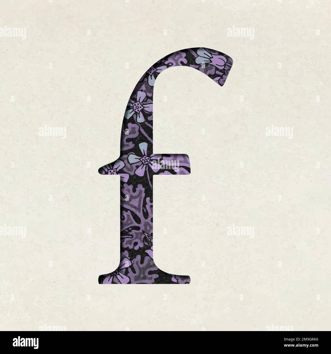 Vintage floral purple lowercase letter f vector typography Stock Vector ...