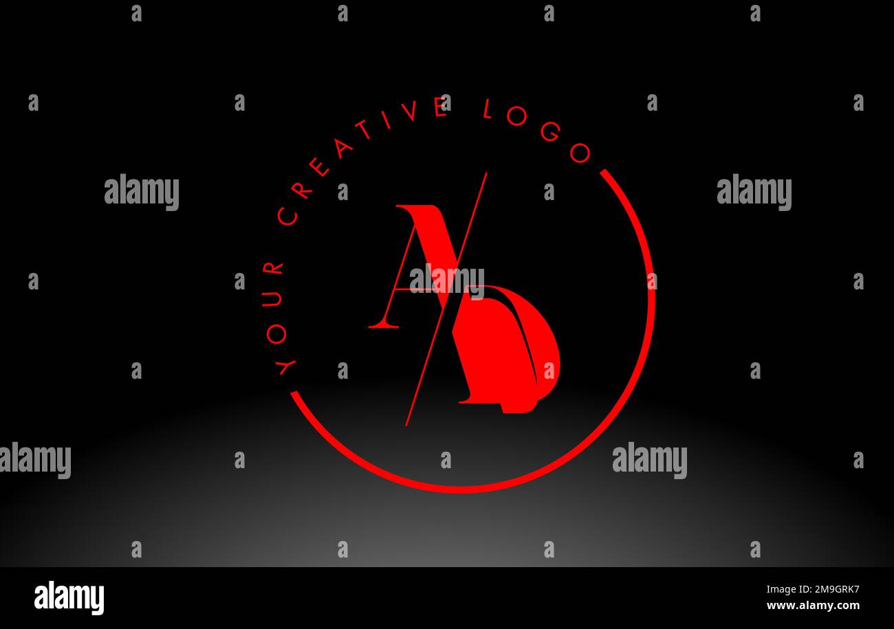 Red AD Letter Logo Design with Creative Intersected and Cutted Serif ...