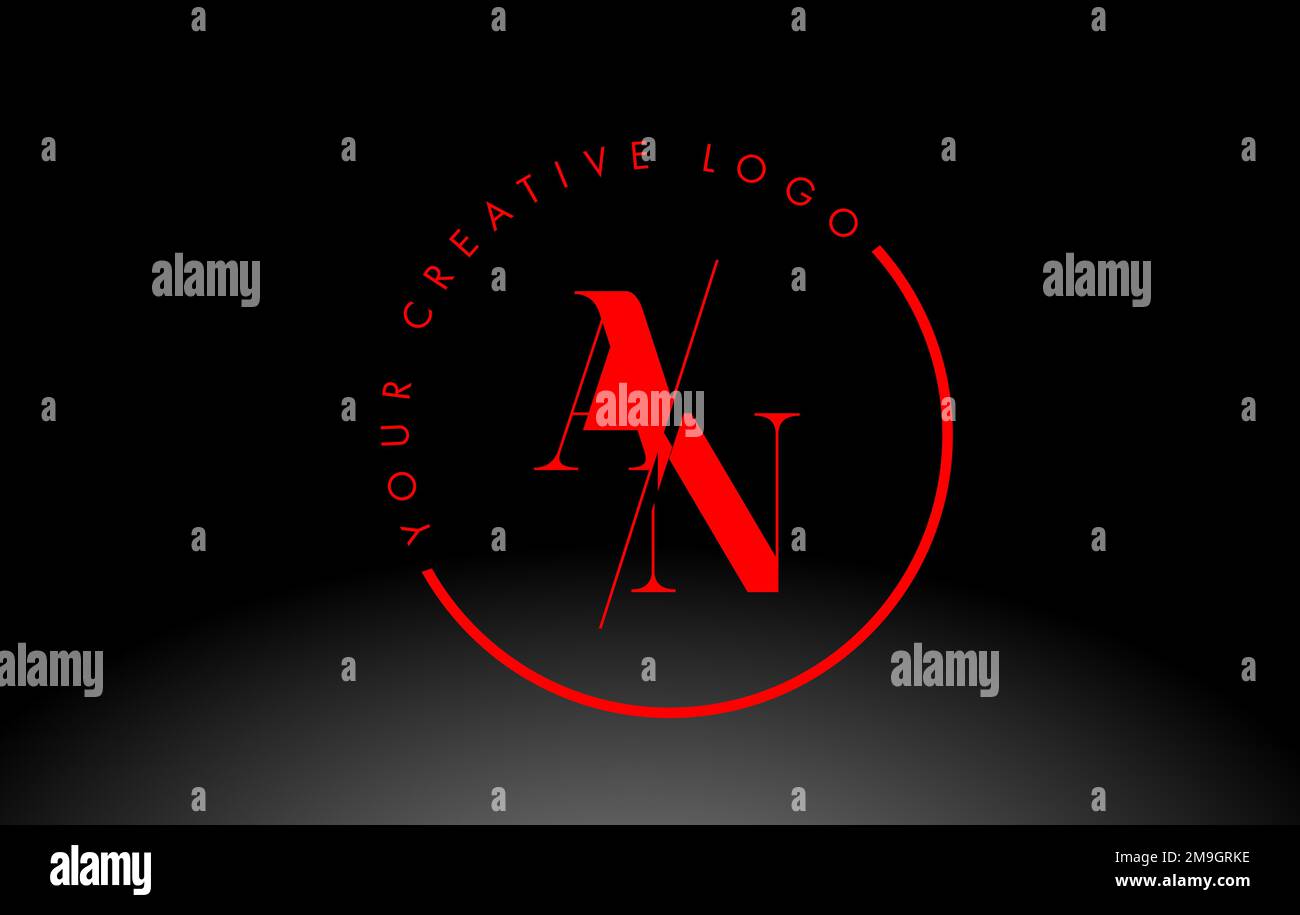 Red AN Letter Logo Design with Creative Intersected and Cutted Serif ...