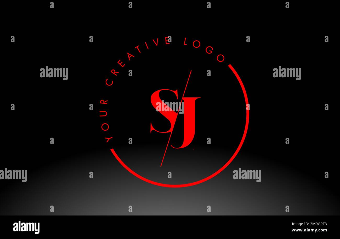 Red SJ Letter Logo Design with Creative Intersected and Cutted Serif ...