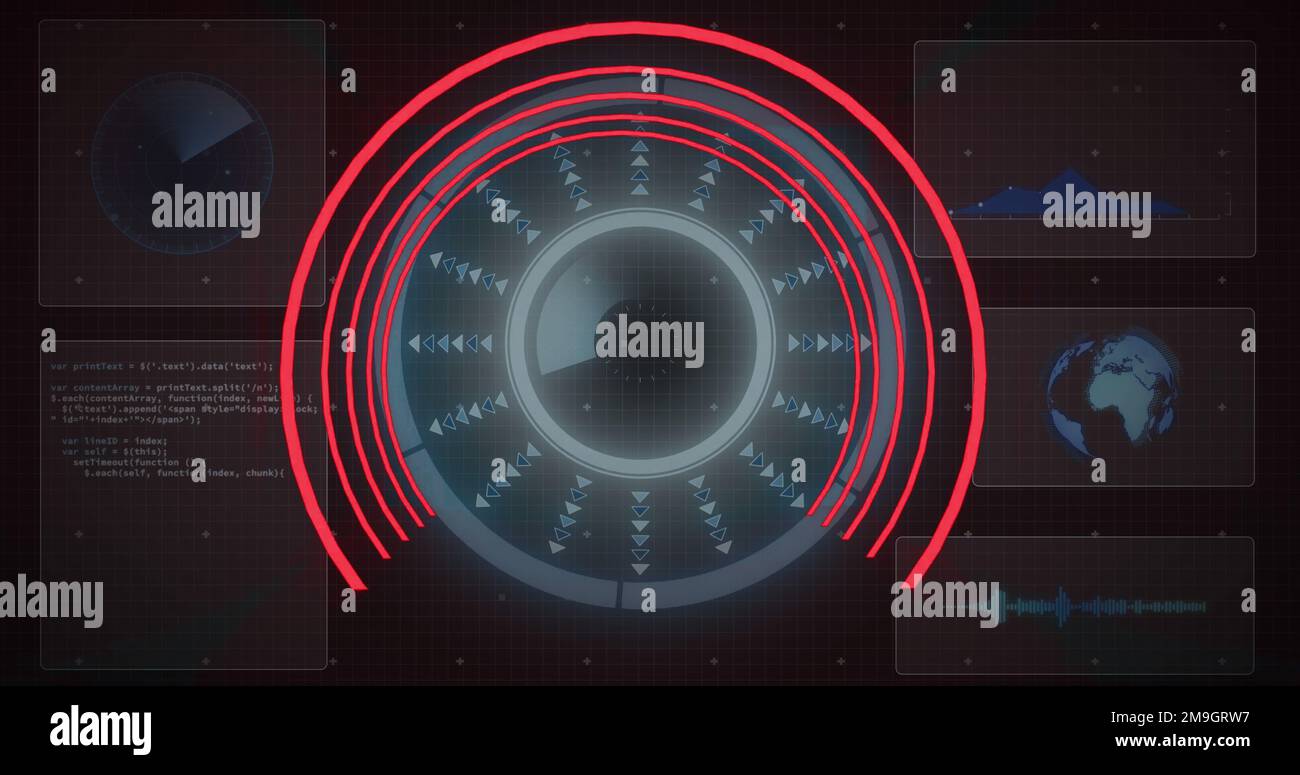 Image of gr code and data processing on digital screen Stock Photo - Alamy