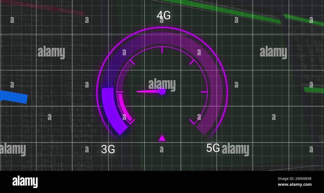 Image of data processing over speedometer Stock Photo - Alamy