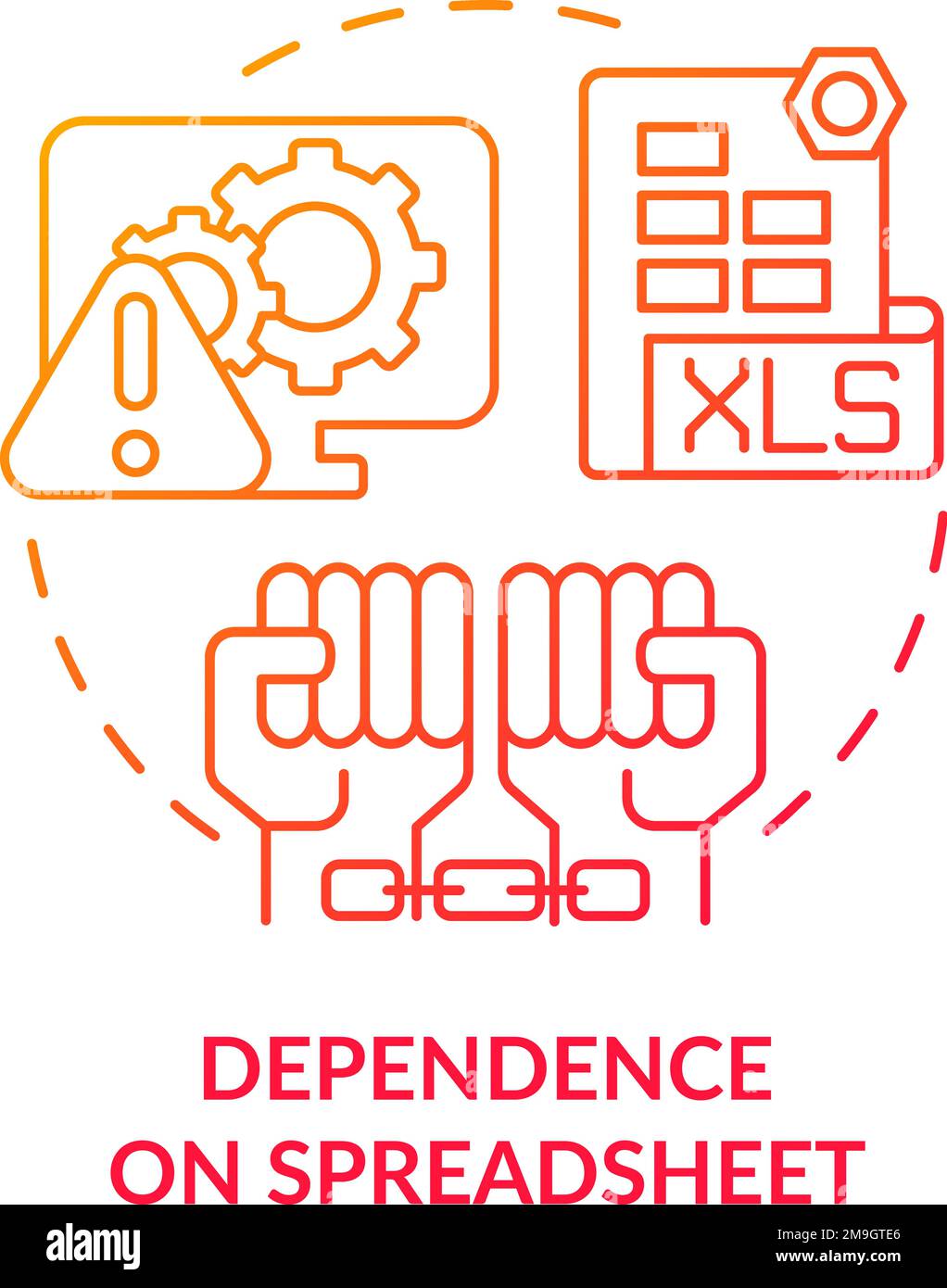 Dependence on spreadsheet red gradient concept icon Stock Vector Image ...