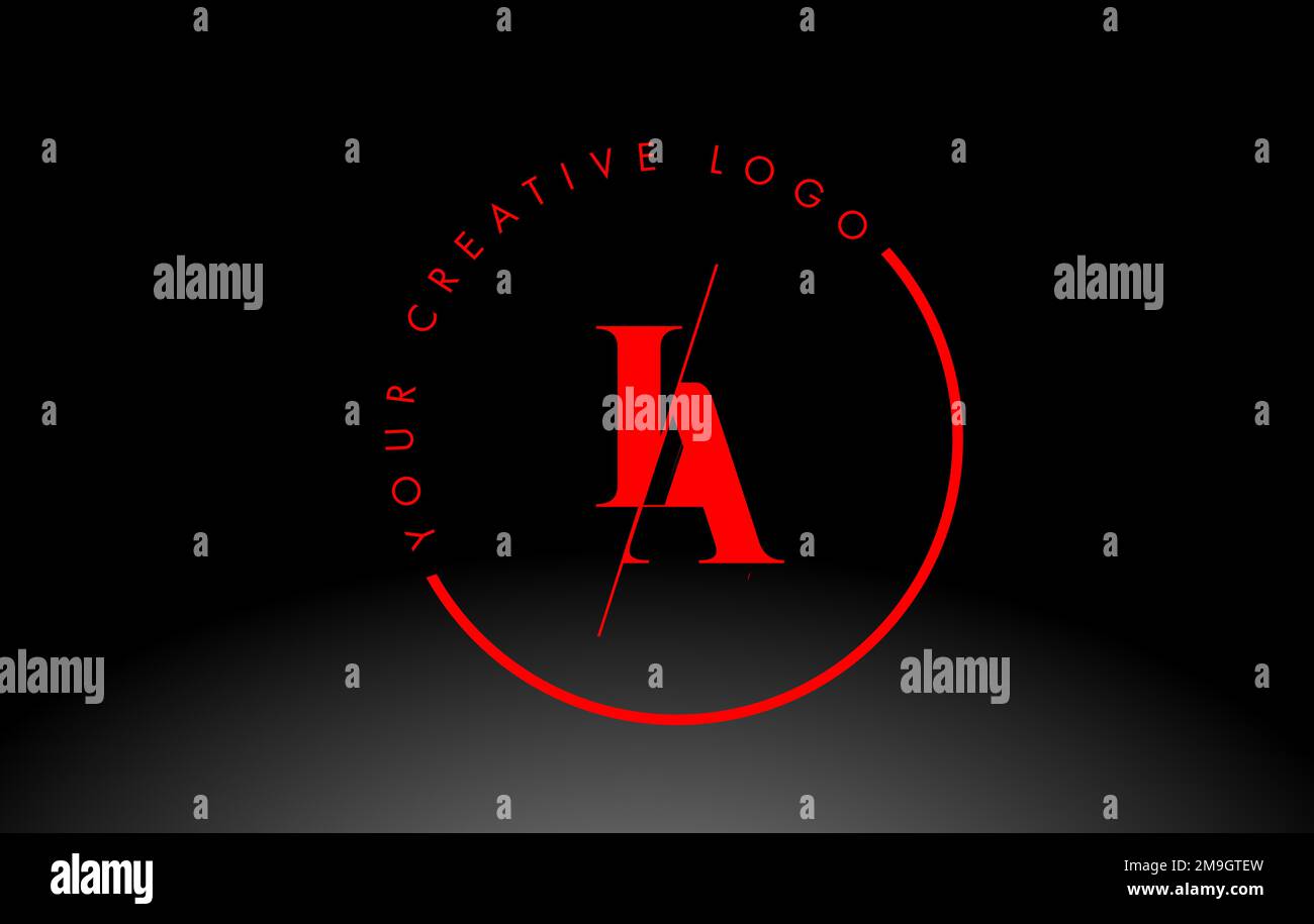 Red IA Letter Logo Design with Creative Intersected and Cutted Serif ...