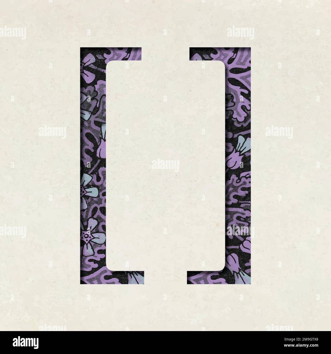 Vintage purple Left and Right bracket vector symbol typography Stock ...