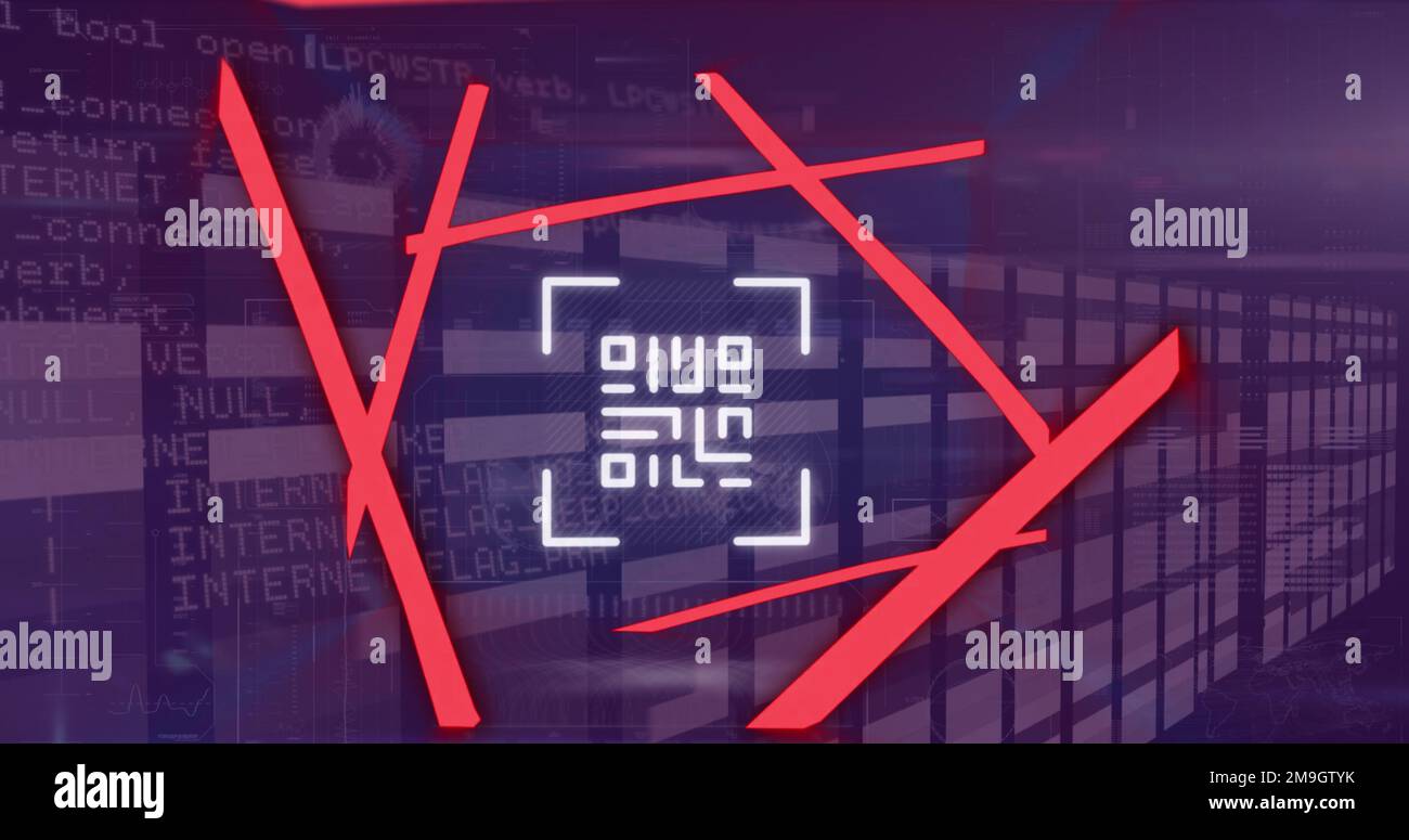 Image of data processing over qr code Stock Photo - Alamy