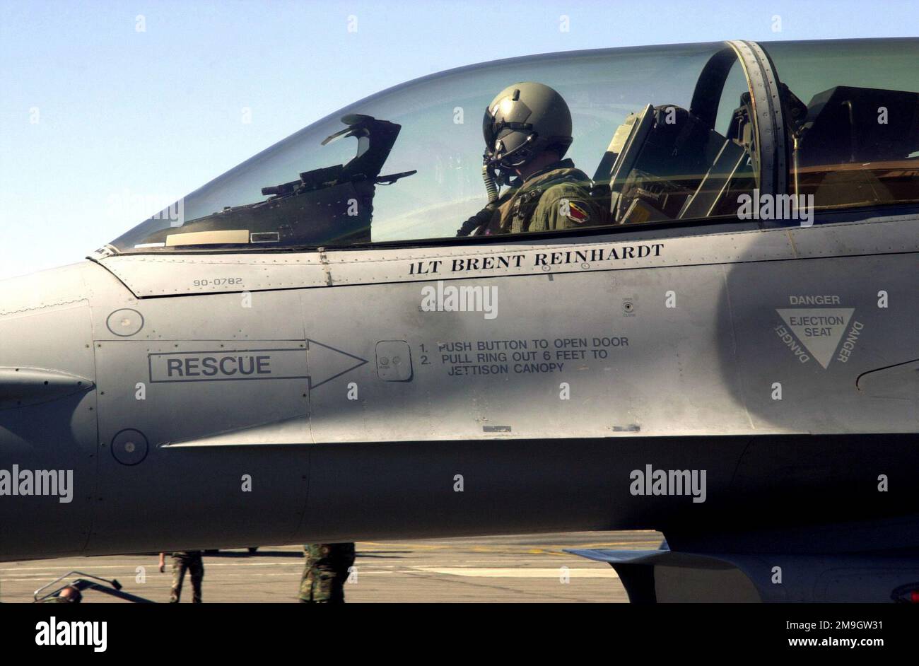 First Lieutenant Brent Reinhardt, USAF, the F-16D Fighting Falcon pilot ...