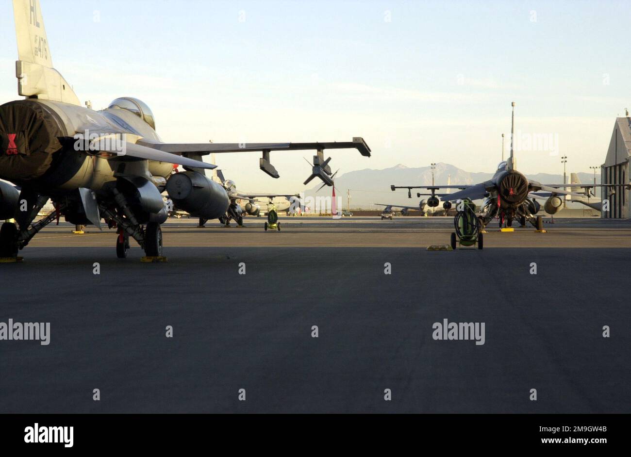 Several of the 421st Fighter Squadron F-16C Fighting Falcons share the ...