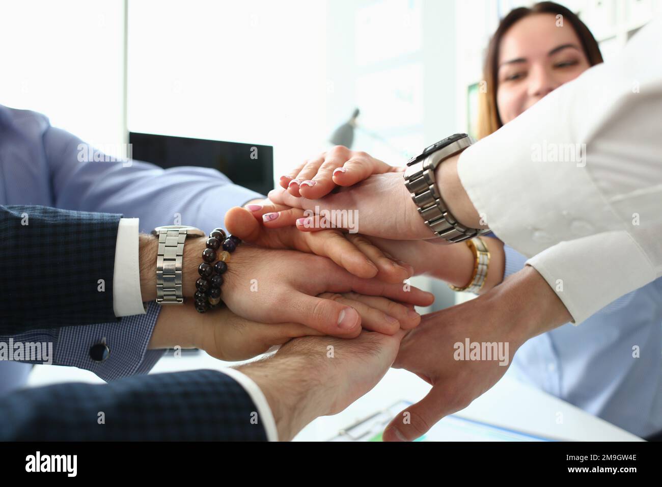 Connect together to work together in business. Fold your hands for ...