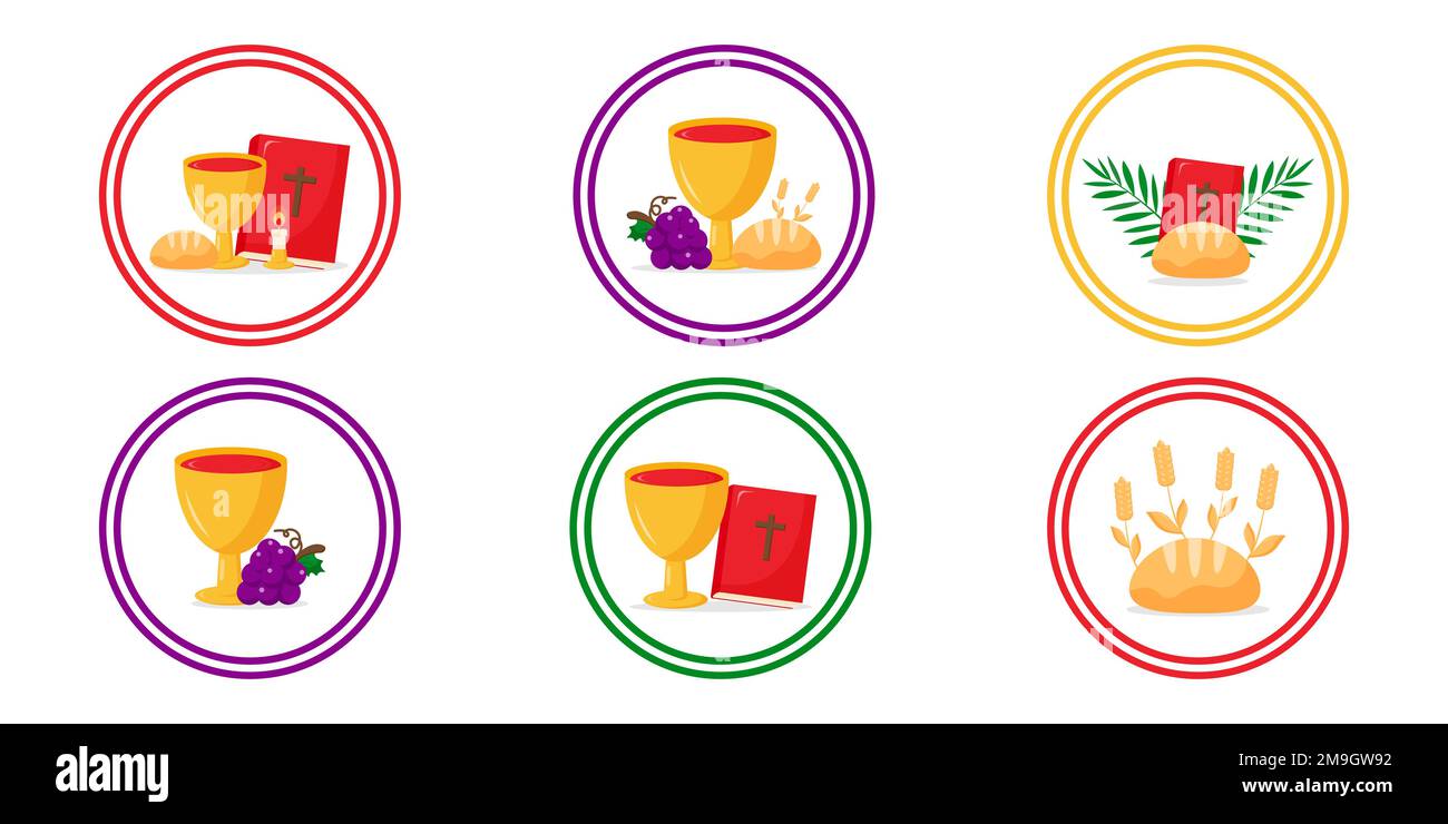 Set of Holy week round icons vector illustration graphic design ...