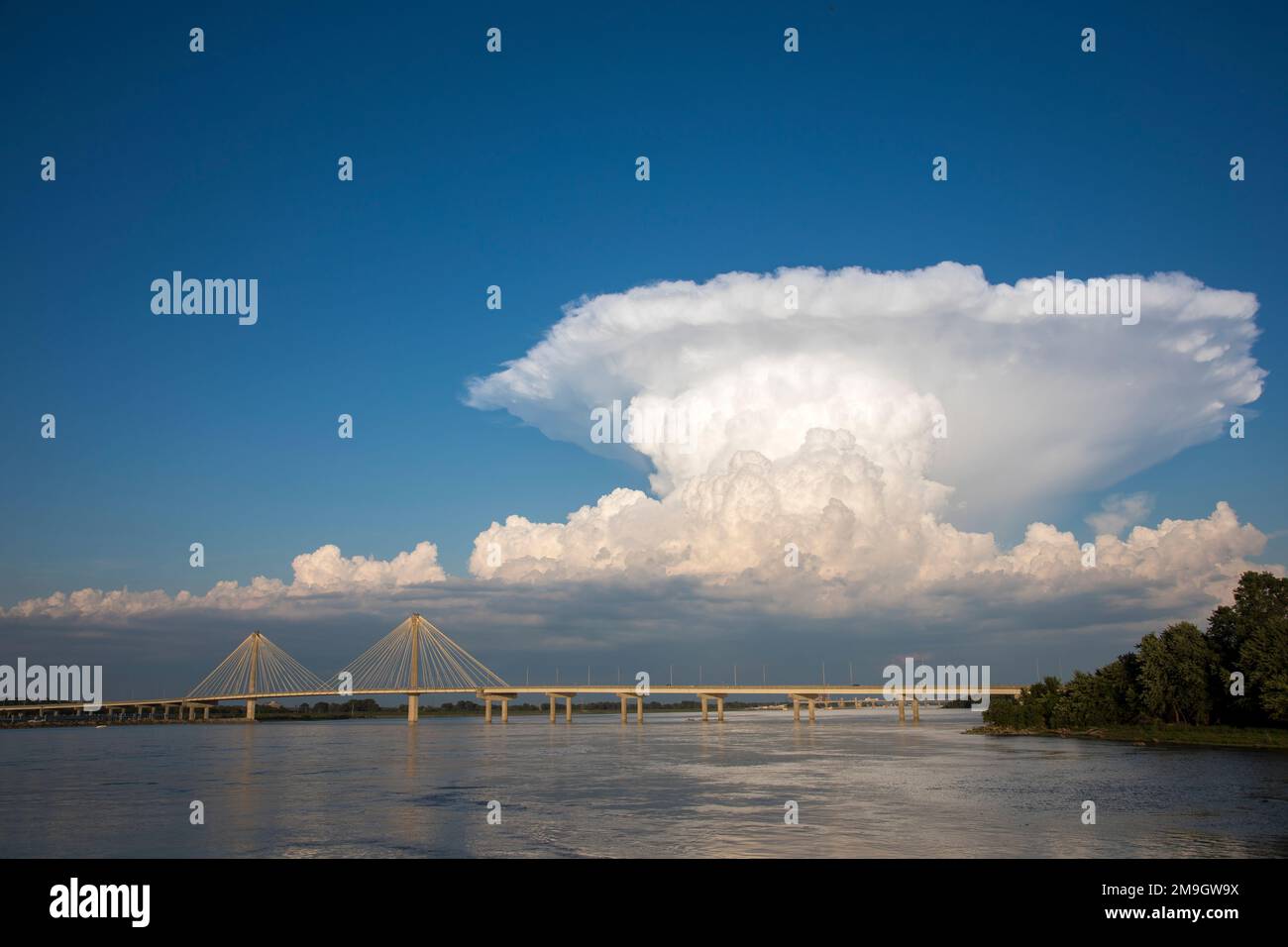 63895-15306 Clark Bridge over Mississippi River and thunderstorm ...