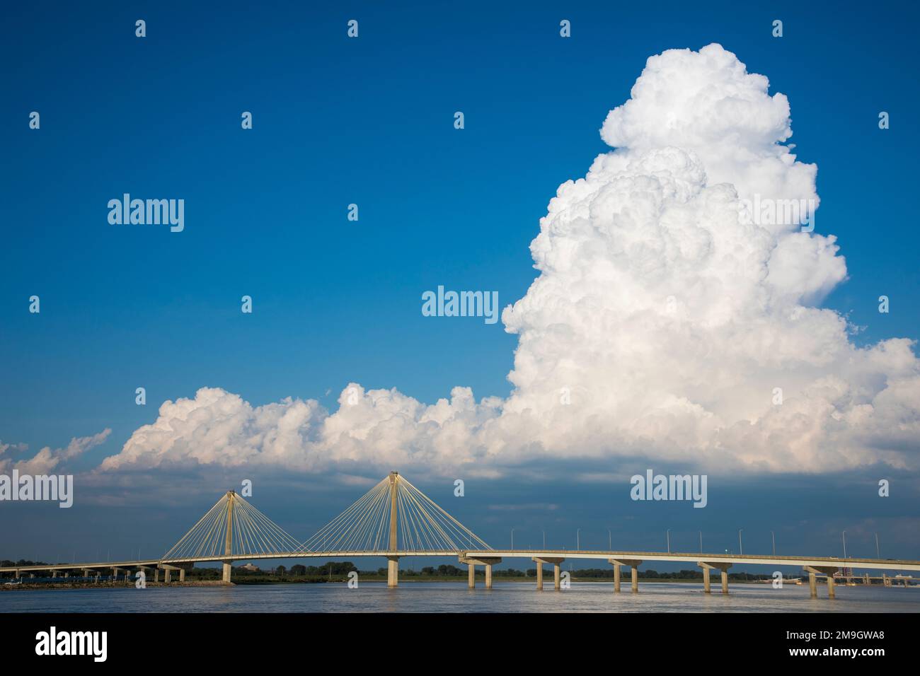 63895-15213 Clark Bridge over Mississippi River and thunderstorm ...