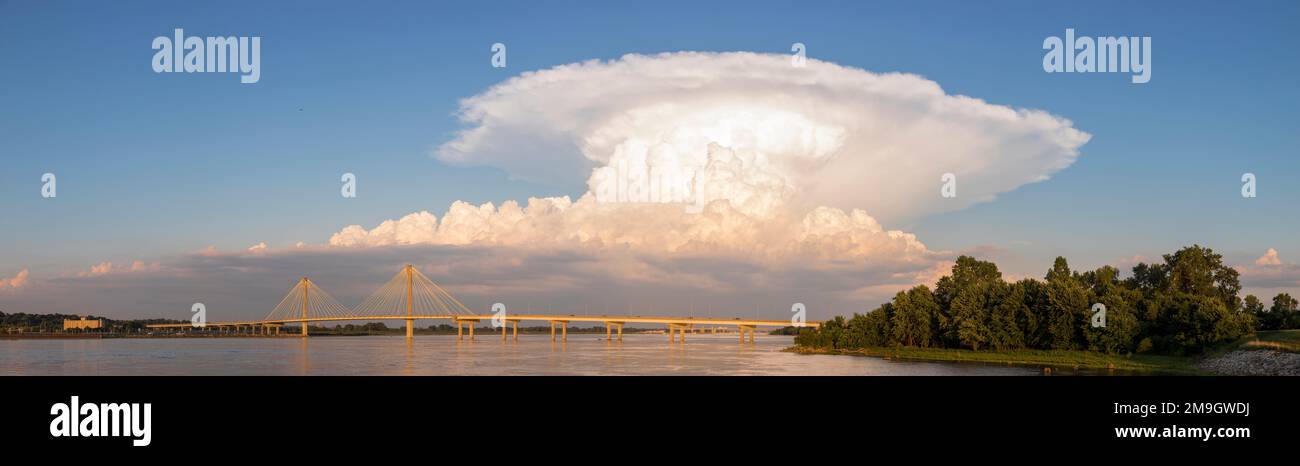 63895-14520 Clark Bridge over Mississippi River and thunderstorm ...