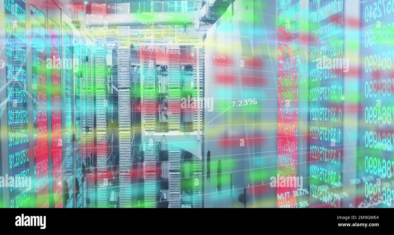 Financial and stock market data processing against computer server room ...