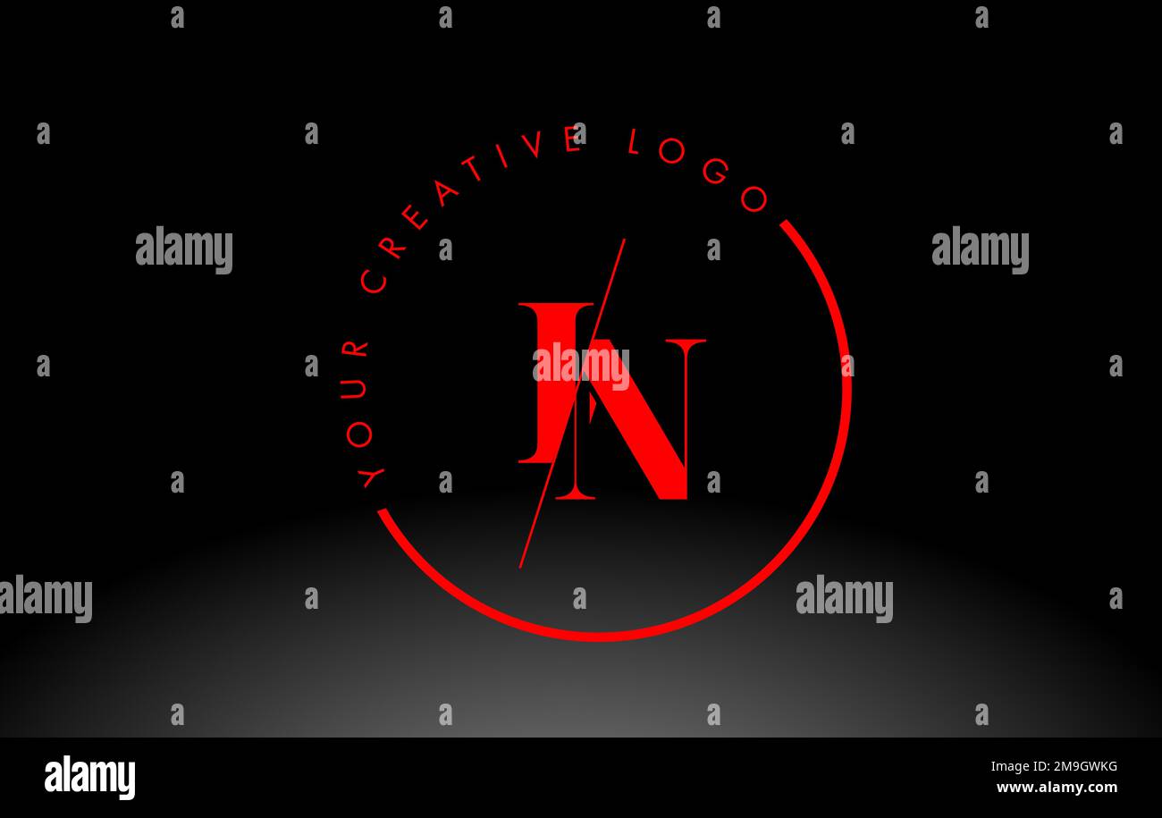 Red IN Letter Logo Design with Creative Intersected and Cutted Serif Font Stock Vector Image ...