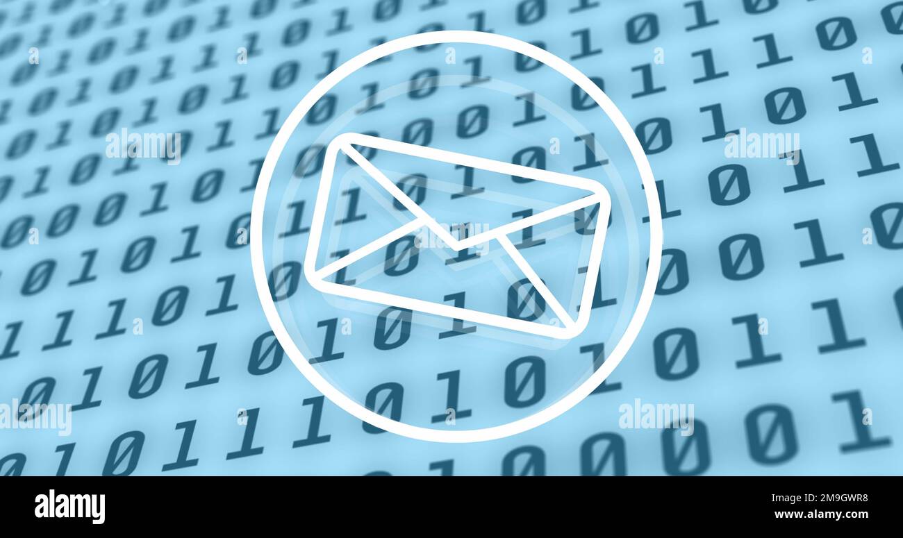 Image of envelope icon over data processing Stock Photo - Alamy