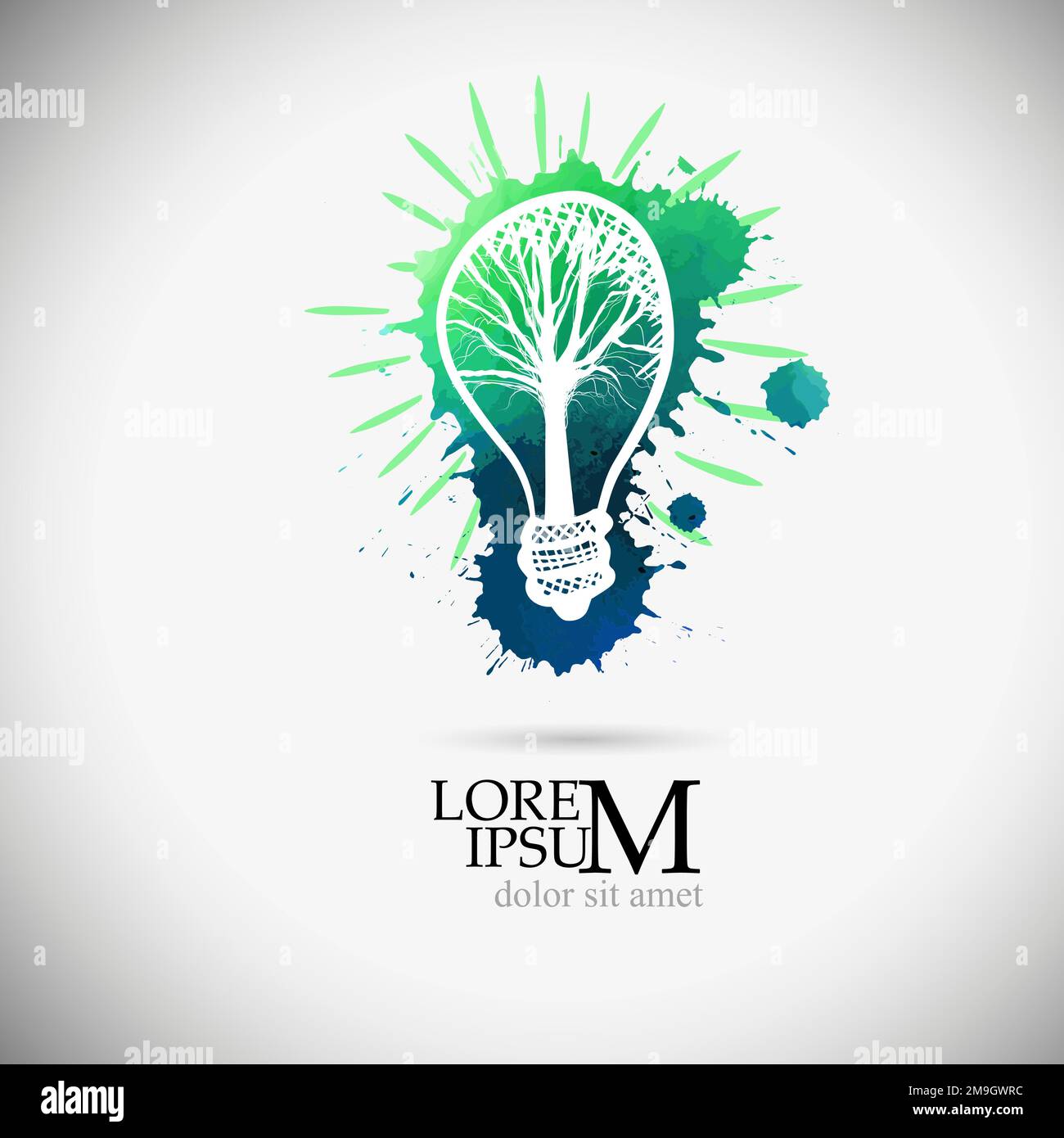 Green idea logo, bulb and tree logo design. Abstract tree and light ...