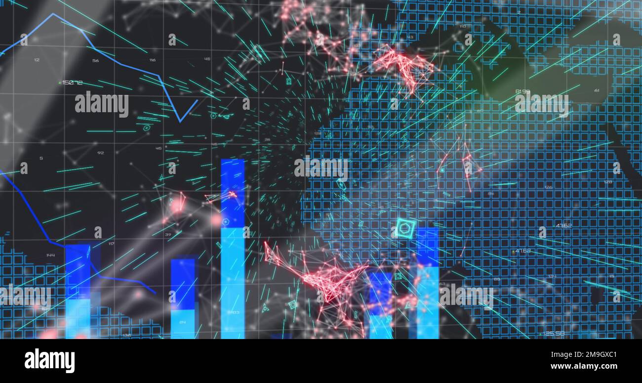 Composition of world map and data processing Stock Photo - Alamy