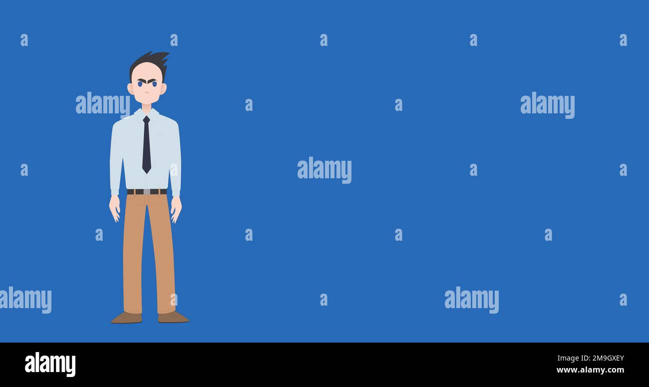 Image of pictogram of man in shirt with copy space on blue background ...