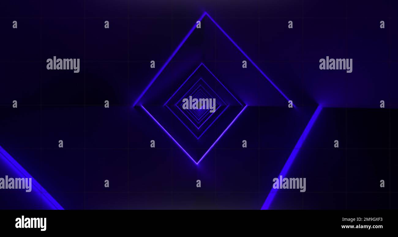 Composition of blue neon lights and data processing Stock Photo - Alamy