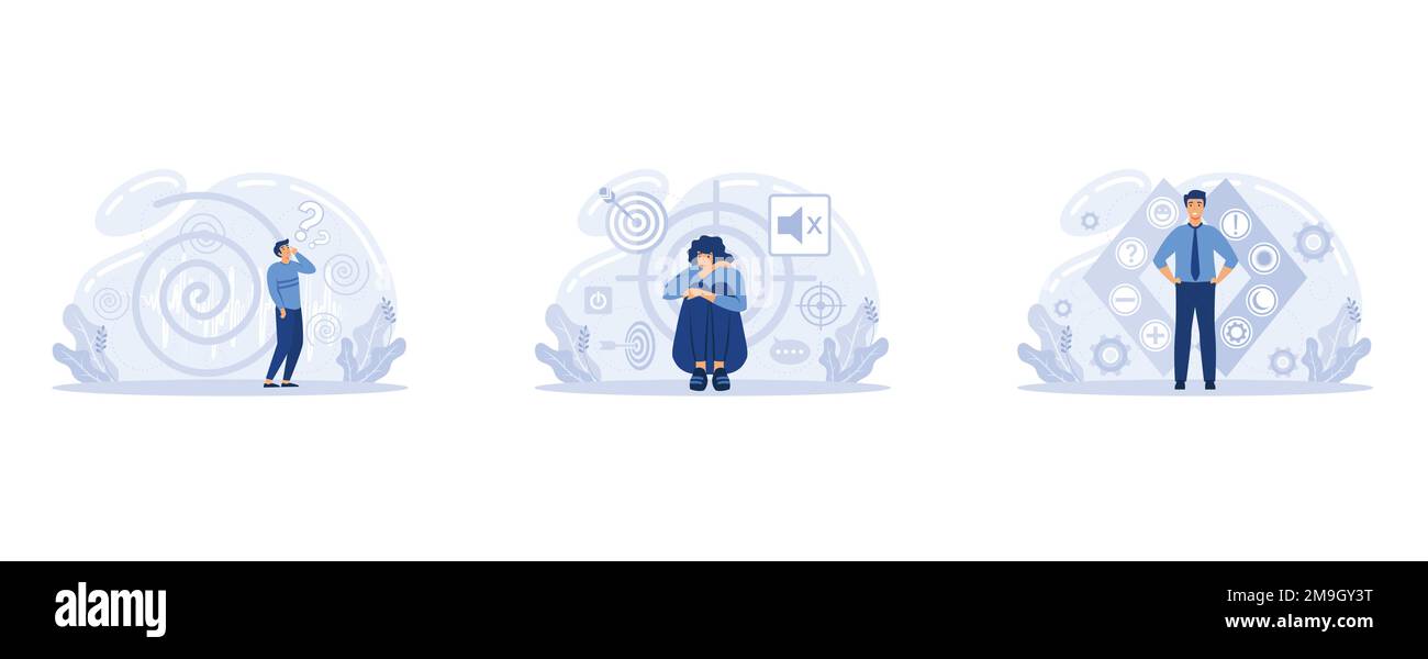 Attention concentration, cognitive dissonance, confusion color icon ...