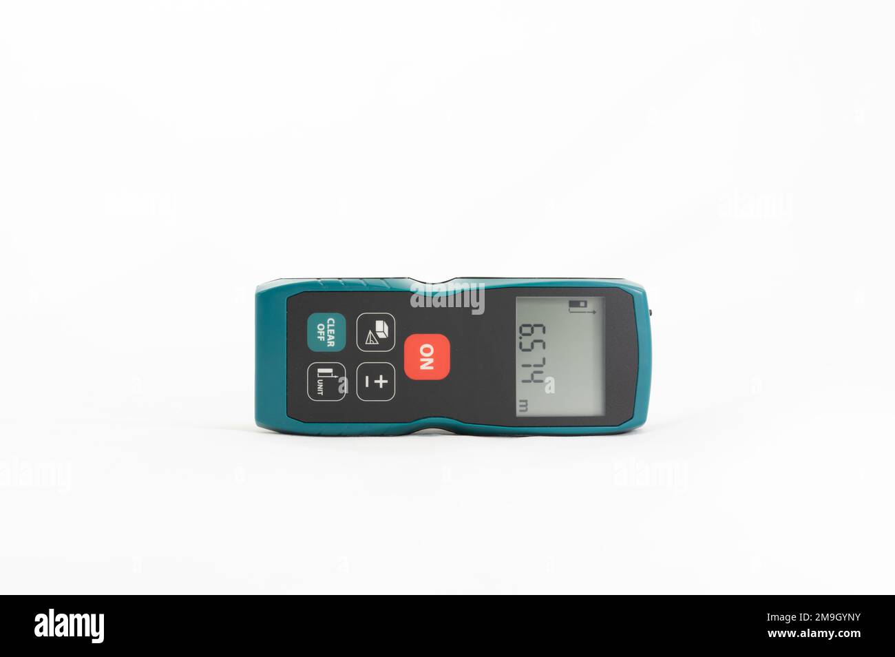 Construction laser range finder on a white background. Laser measuring ...