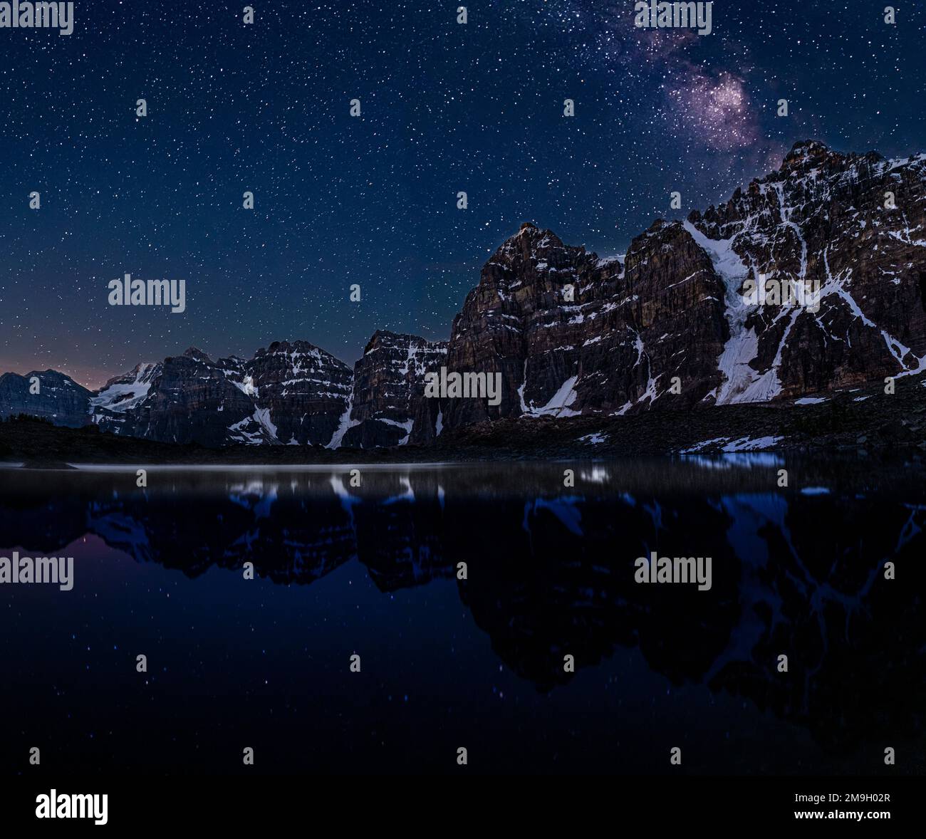 Landscape with Eiffel Lake at night, Valley of the Ten Peaks, Banff ...
