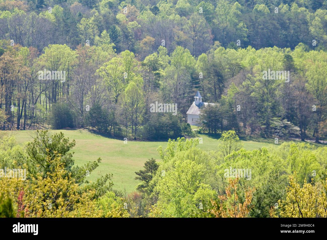 66745-04302 Methodist Church in spring from overview along Rich ...