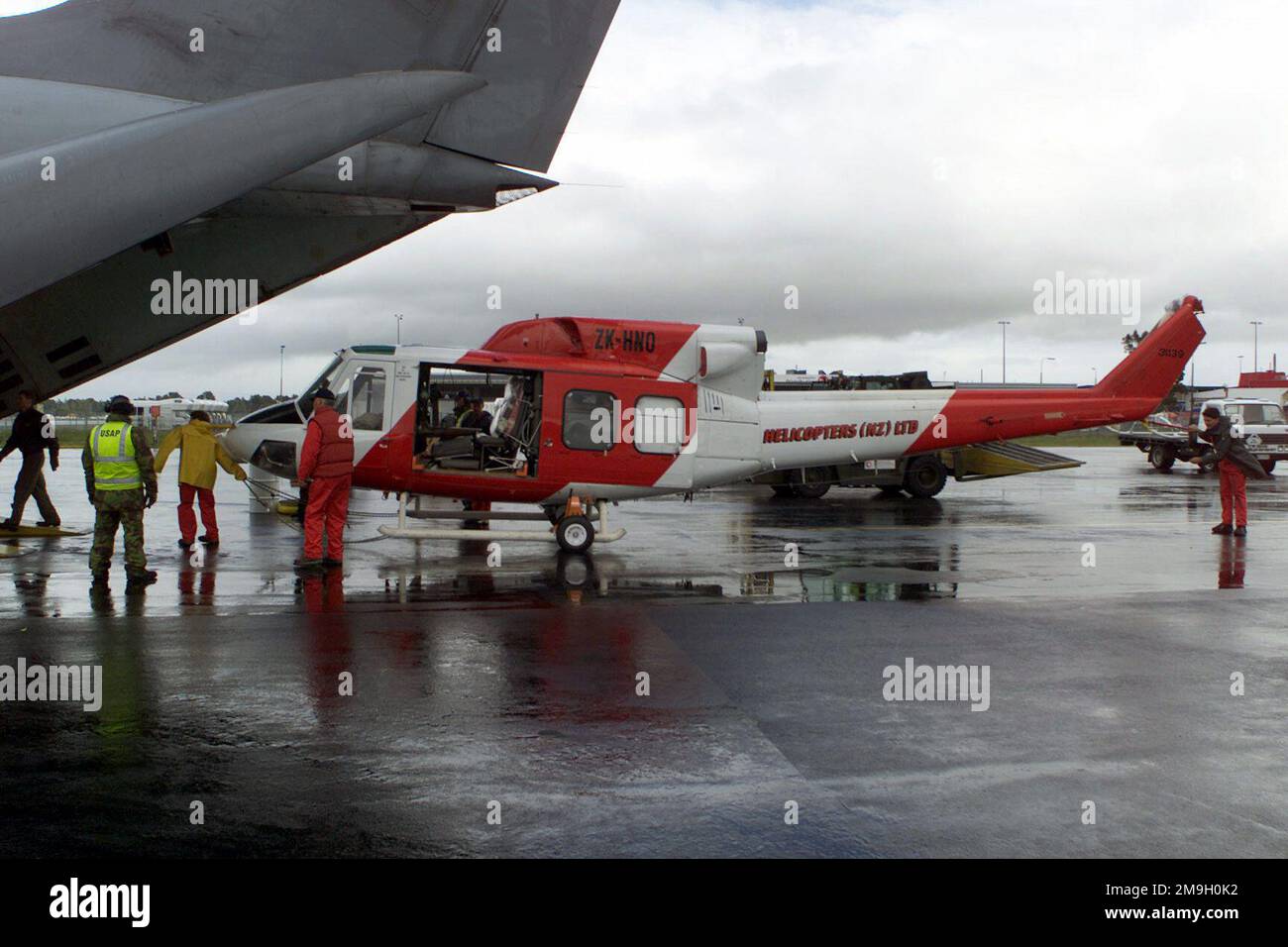 With its rotors removed a Bell UH-1N operated by Helicopters New ...