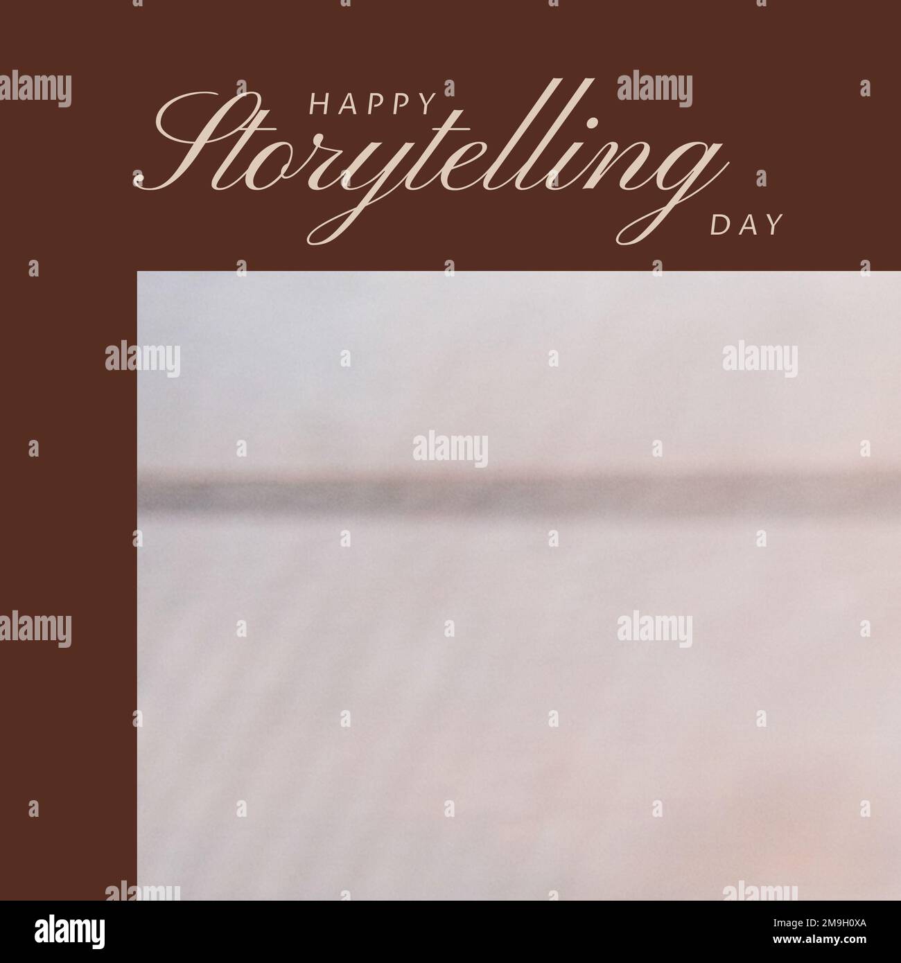 Composition of happy storytelling day text over blurred background with ...